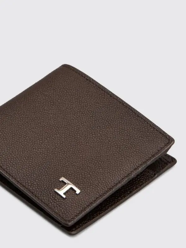 TOD'S T Timeless Grained Leather Wallet - Brown