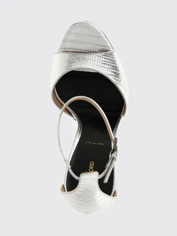 TOM FORD Tejus Laminated Lizard Print Leather Sandals