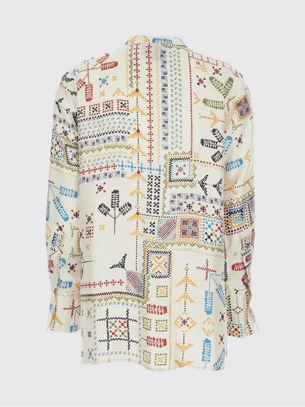 Momoni Silk Shirt With Ethnic Print - Ivory