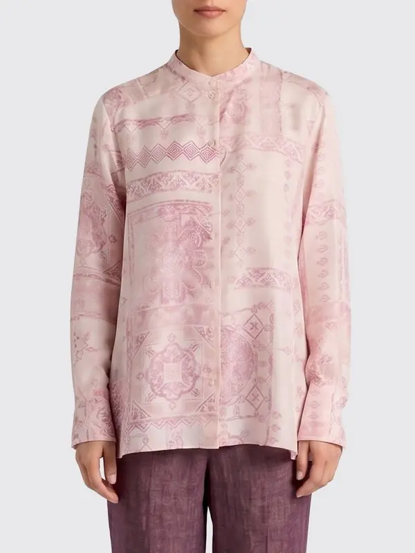 Momoni Silk Ethnic Pattern Shirt - Pink