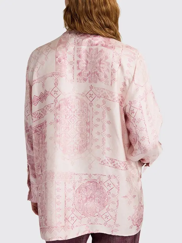 Momoni Silk Ethnic Pattern Shirt - Pink