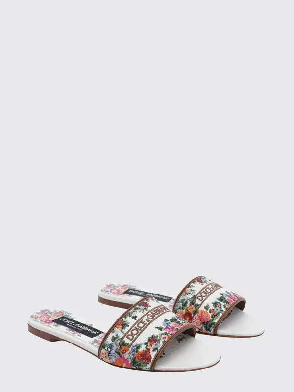 Dolce & Gabbana Canvas Mules With Floral Embroidery