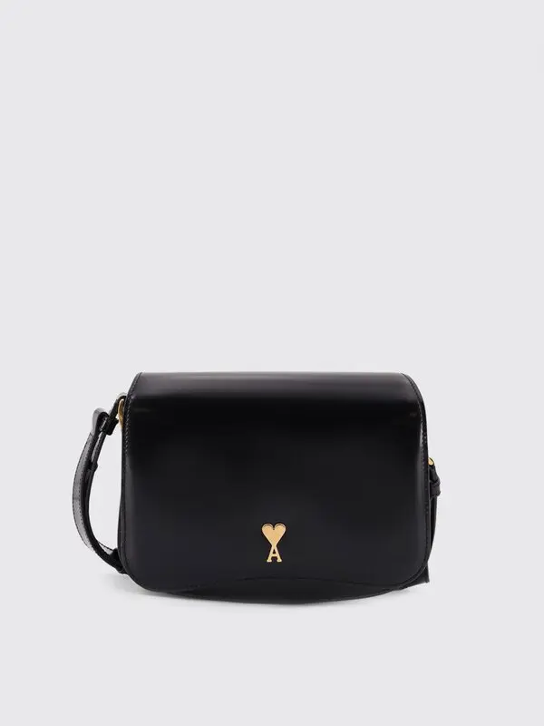AMI Paris Calfskin Mini Crossbody Bag - Black