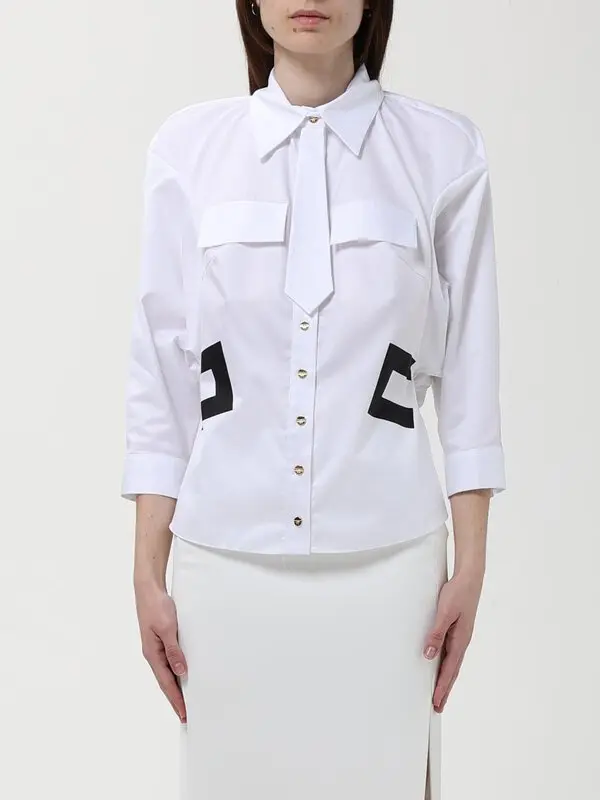 Elisabetta Franchi Cotton Shirt With Tie Detail