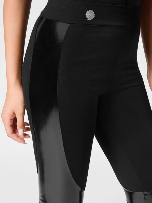 Philipp Plein High-waisted Jersey Leggings With Embroidered Side Bands