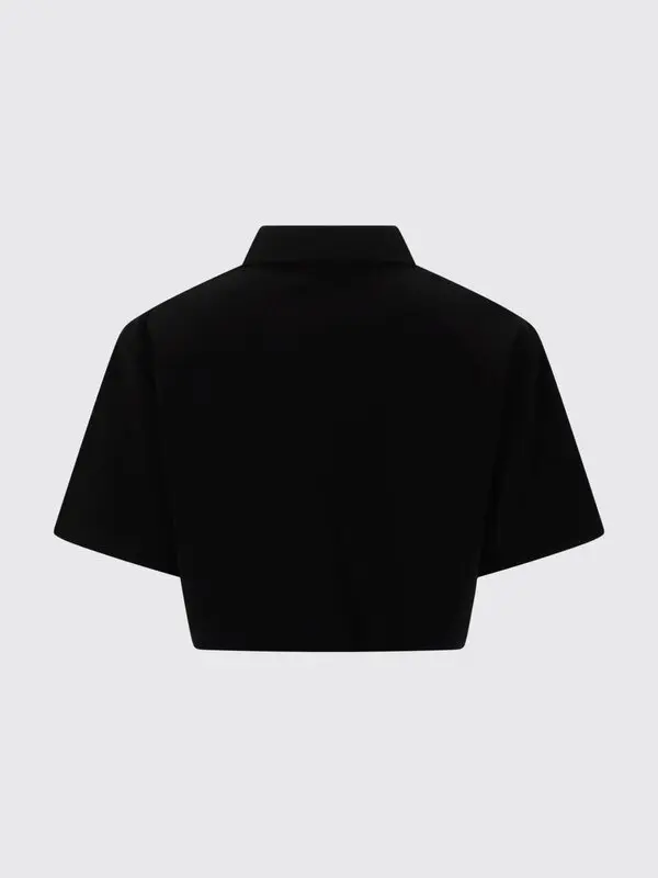 MSGM Logo Cotton Crop Polo Shirt - Black