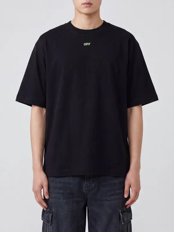 Off-White Cotton T-shirt With Mini Logo