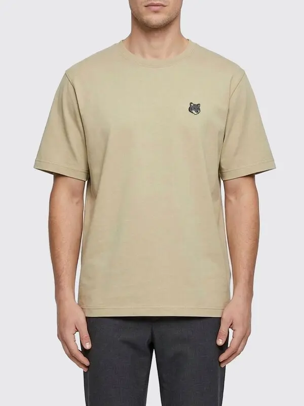 Maison Kitsuné Organic Cotton T-shirt With Logo - Beige
