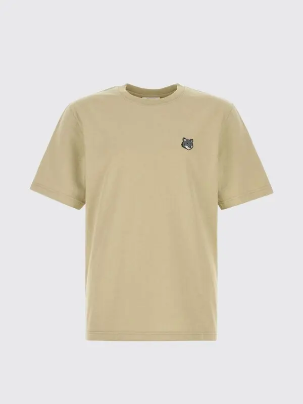 Maison Kitsuné Organic Cotton T-shirt With Logo - Beige