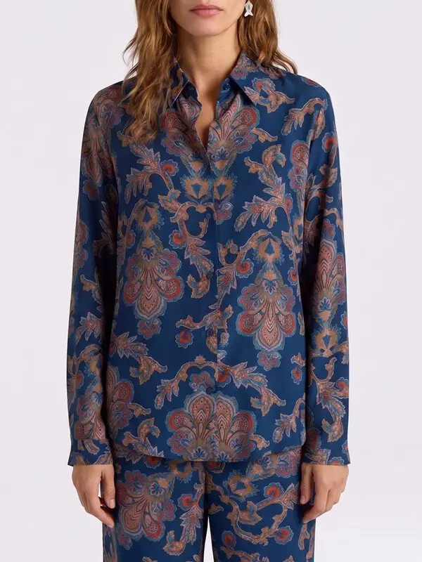 Momoni Printed Silk Shirt - Blue