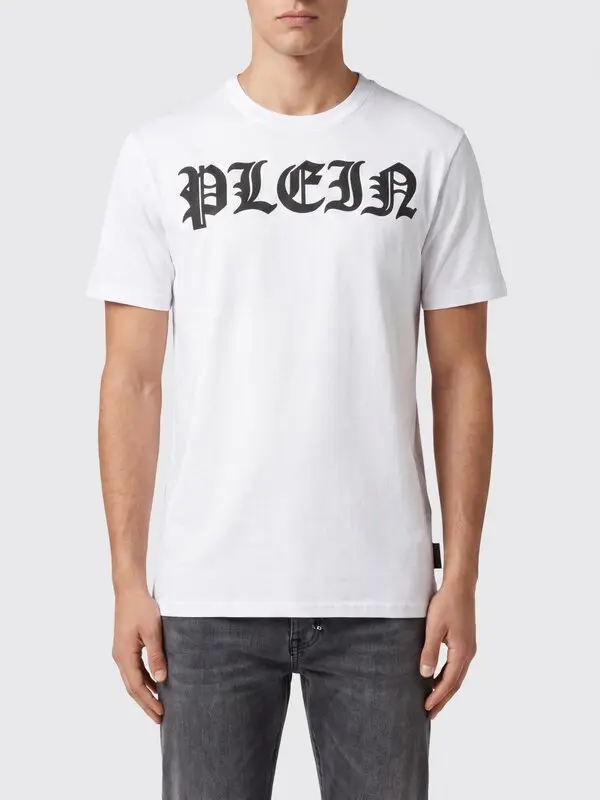 Philipp Plein Gothic Graphic Print Cotton T-shirt With Contrasting Logo - White
