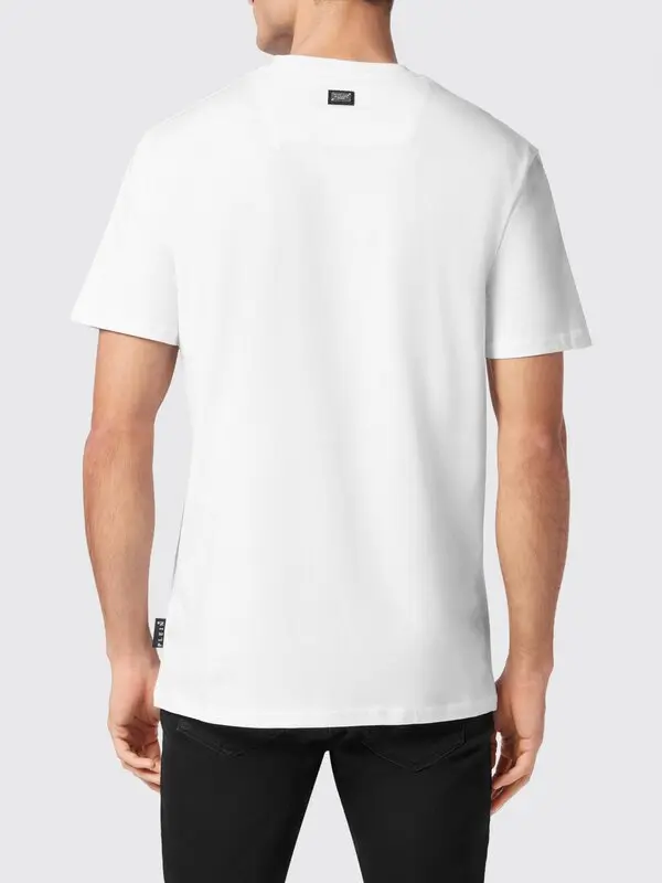 Philipp Plein Gothic Graphic Print Cotton T-shirt With Contrasting Logo - White
