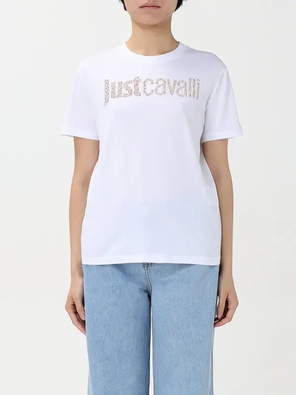 Just Cavalli Embellished Logo T-shirt - White