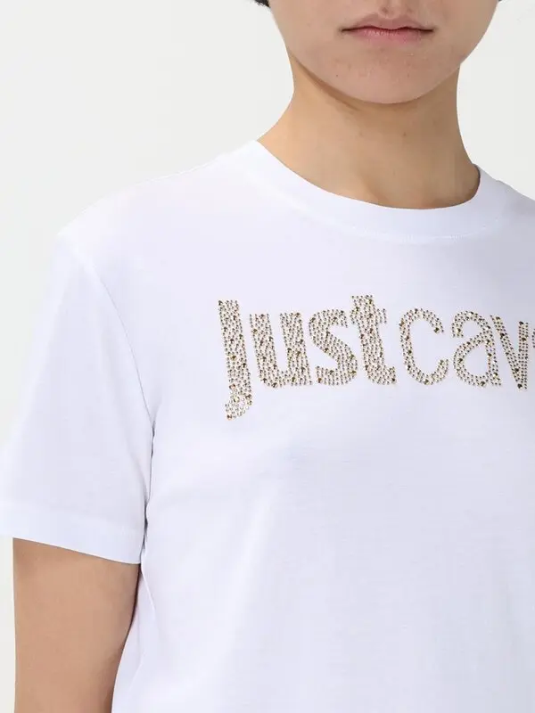 Just Cavalli Embellished Logo T-shirt - White