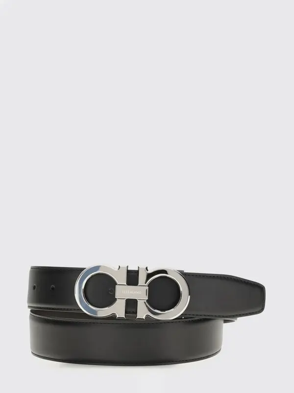 FERRAGAMO Gancini Calfskin Leather Belt - Black