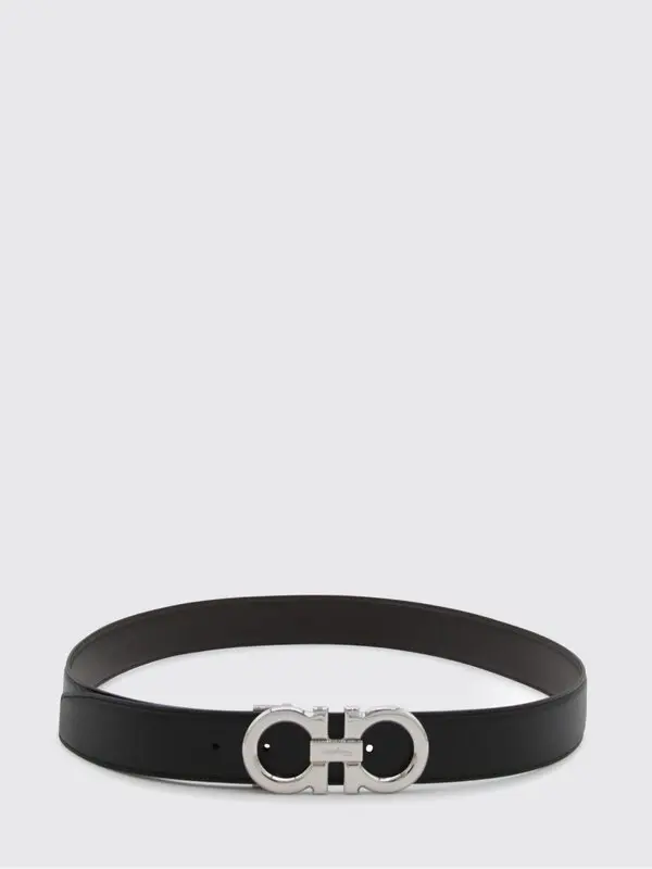 FERRAGAMO Gancini Calfskin Leather Belt - Black