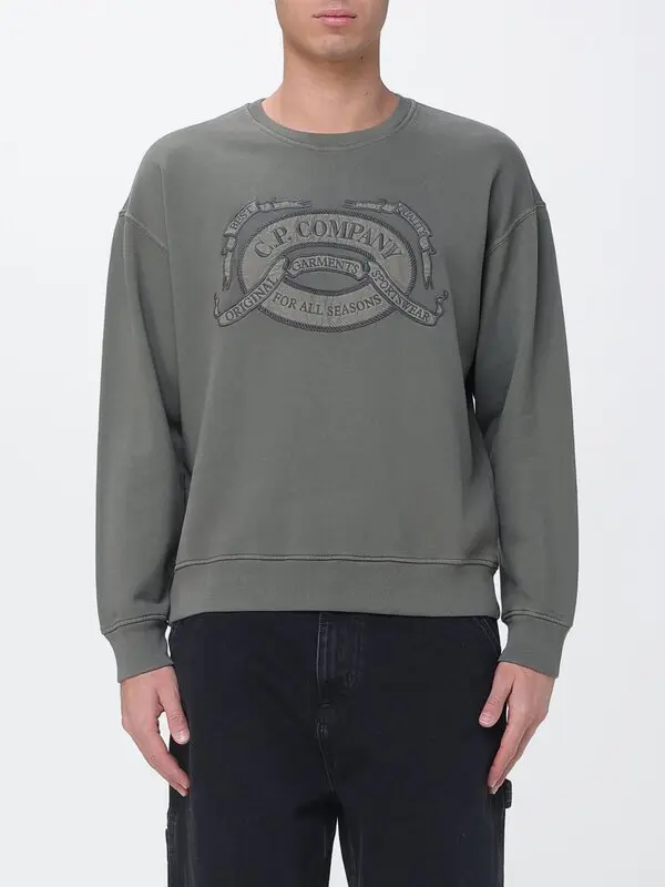 C.P. COMPANY Embroidered Logo Cotton Sweatshirt - Grey