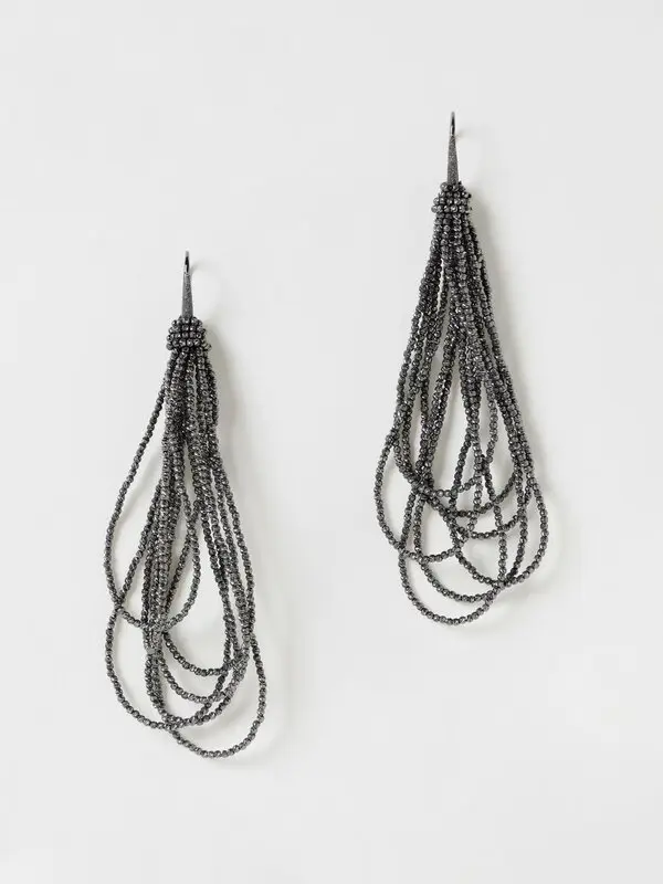 Brunello Cucinelli Beaded Cascade Earrings - Black