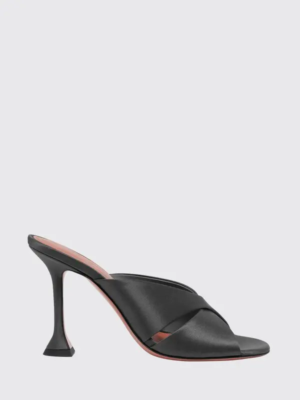 Amina Muaddi Salma Silk Satin Mules - Black