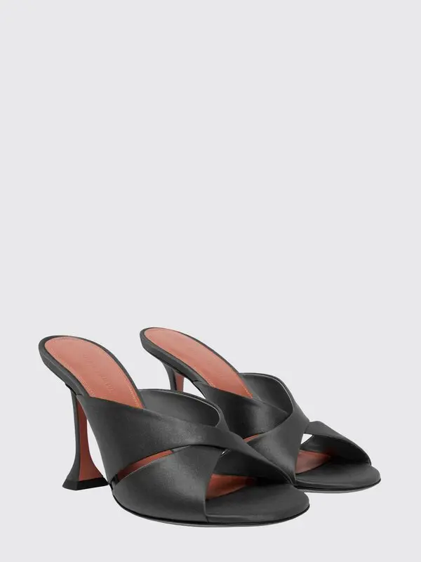 Amina Muaddi Salma Silk Satin Mules - Black