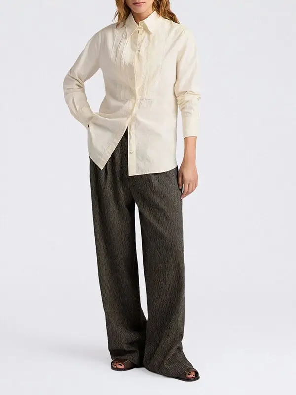 Momoni Cotton Shirt With Pintucks And Mother-of-pearl Buttons