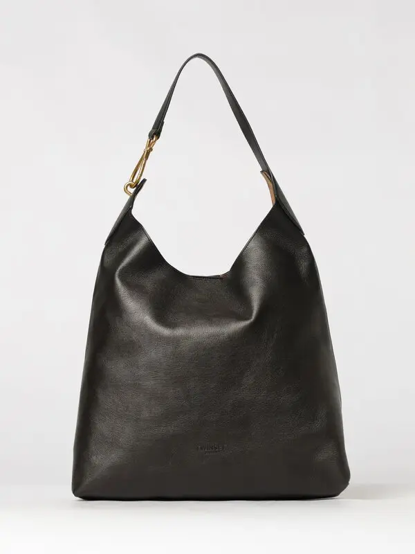TWINSET Smooth Leather Shoulder Bag - Black