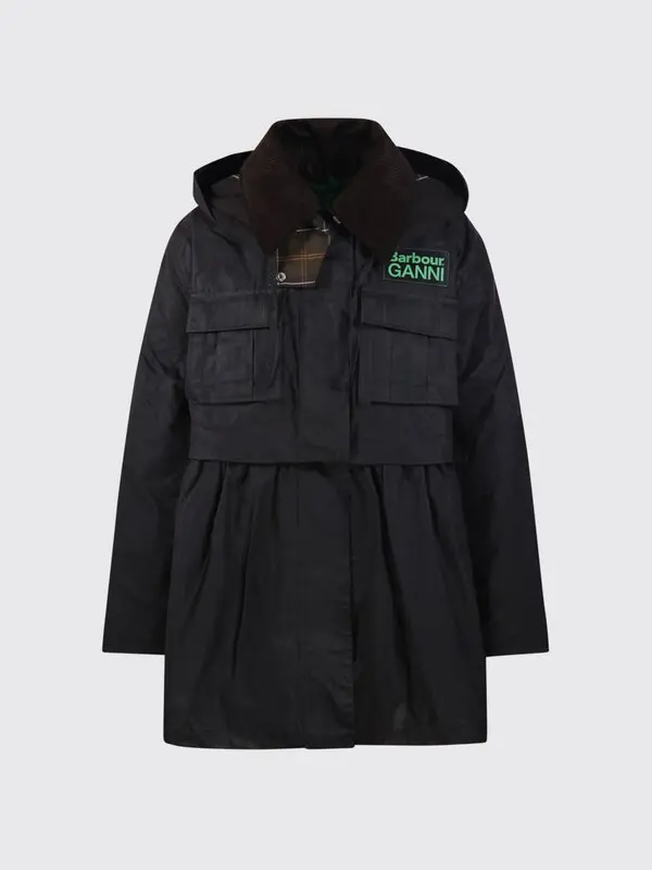 BARBOUR X GANNI Transformable Peplum Wax Jacket - Black