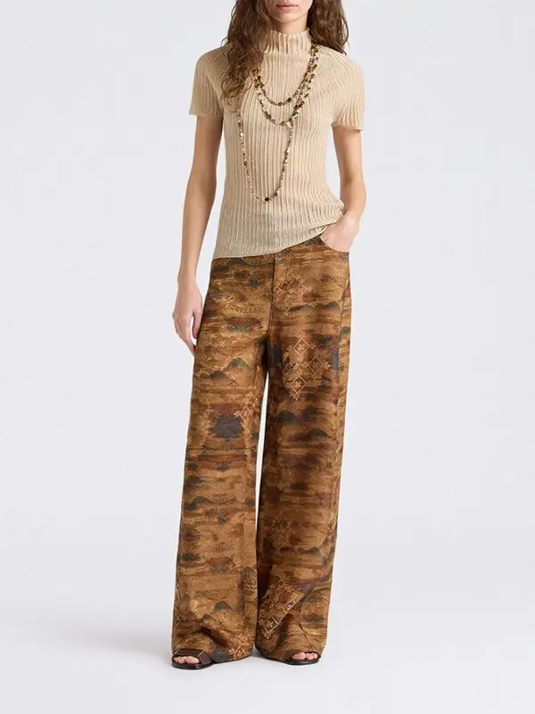 Momoni Lurex Viscose Blend Sweater - Gold