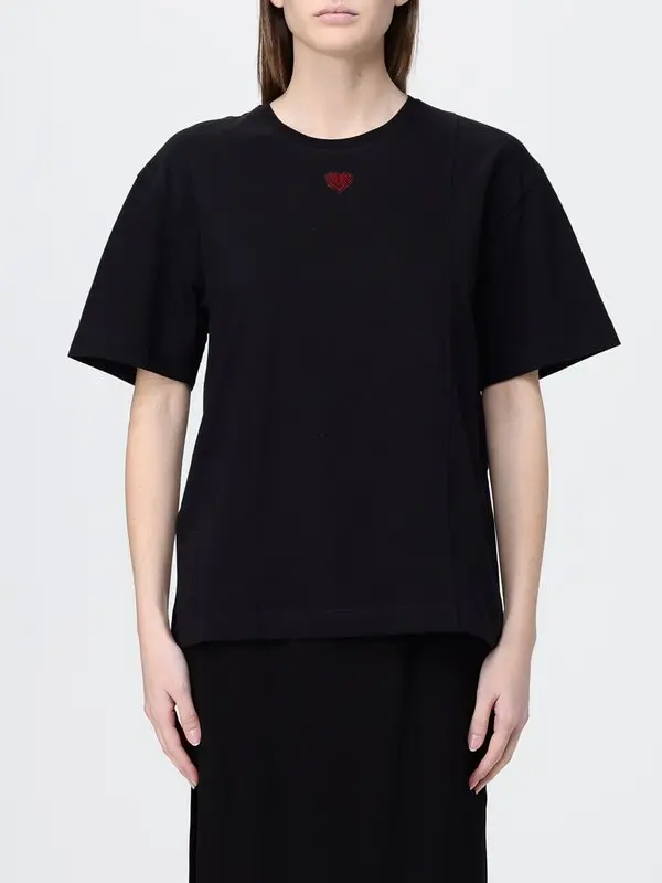 Pinko Cotton T-shirt With Heart - Black
