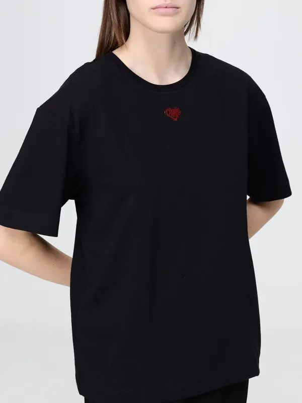 Pinko Cotton T-shirt With Heart - Black
