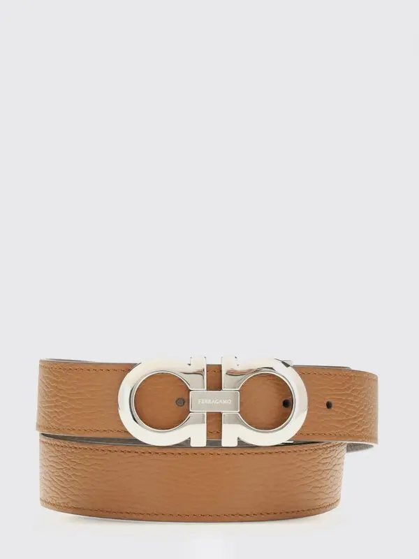 FERRAGAMO Gancini Grained Calfskin Leather Belt