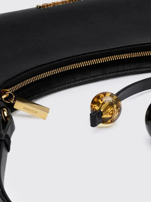 Jacquemus Le Bisou Perle Leather Shoulder Bag - Black