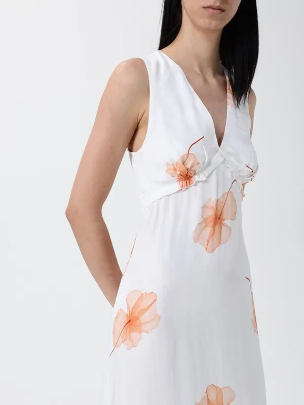 MAR DE MARGARITAS Long Viscose Floral Print Dress - Peach