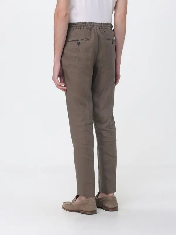 MANUEL RITZ Linen Slim Fit Trousers With Drawstring - Dove Grey