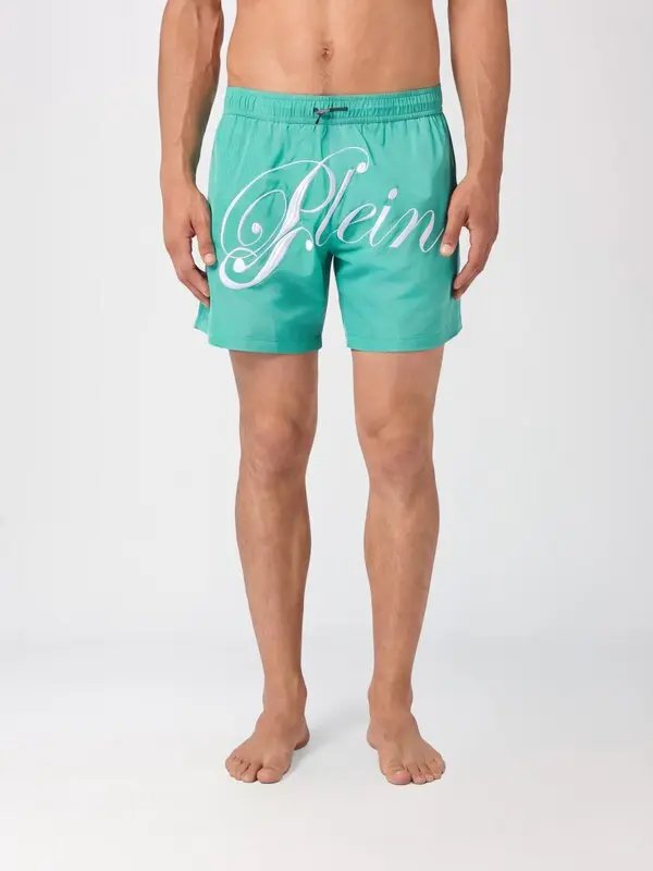 Philipp Plein Technical Fabric Swim Shorts With Embroidered Logo - Green
