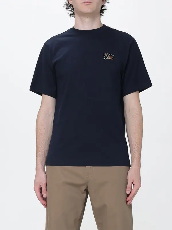 Burberry Cotton T-shirt With Crew Neck And Equestrian Knight Logo Detail - Navy