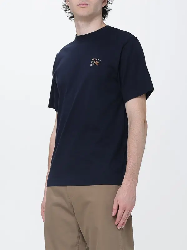 Burberry Cotton T-shirt With Crew Neck And Equestrian Knight Logo Detail - Navy