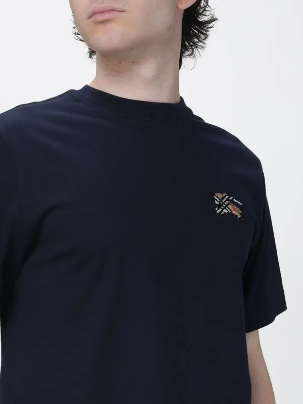 Burberry Cotton T-shirt With Crew Neck And Equestrian Knight Logo Detail - Navy