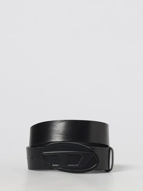 DIESEL® Belt With Oval Logo Buckle