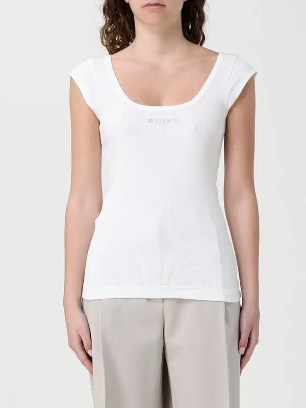 Pinko Cotton Top With Logo - White