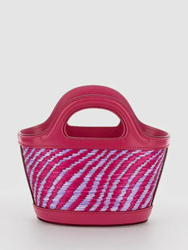 Marni Tropicalia Mini Raffia And Leather Bag With Embroidered Logo