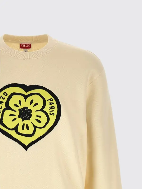 Kenzo Cotton Crewneck Sweatshirt With Logo - Beige