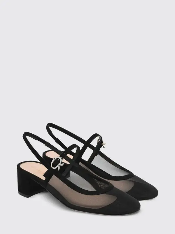 GIANVITO ROSSI Françoise Suede And Mesh Nylon Slingback Pumps