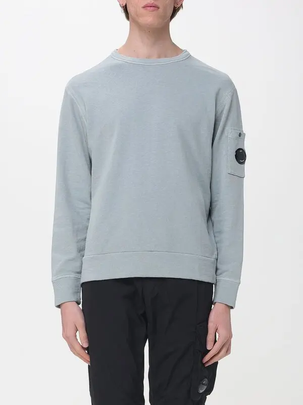 C.P. COMPANY Cotton Crewneck Sweatshirt With Logo Detail - Silver