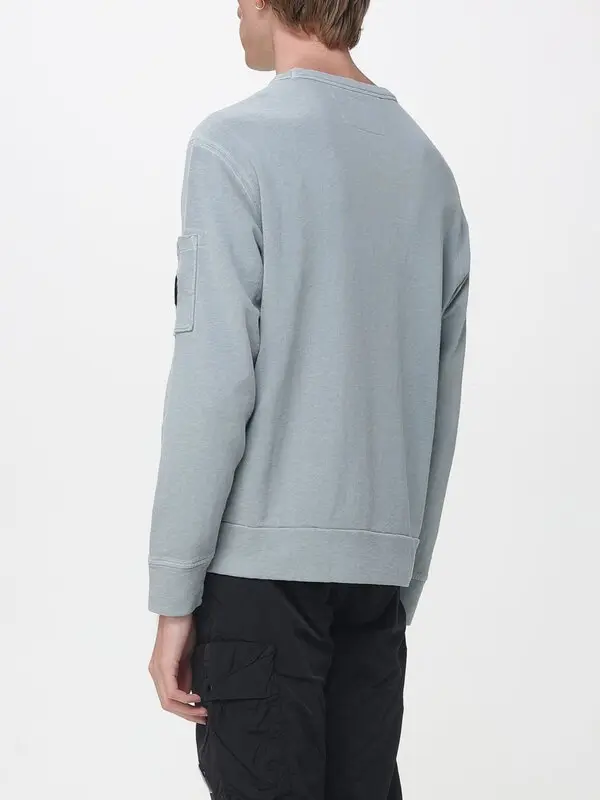 C.P. COMPANY Cotton Crewneck Sweatshirt With Logo Detail - Silver