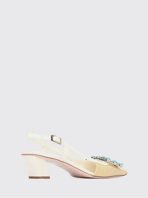 ROGER VIVIER Embellished Canvas And Leather Slingback With Jewel Buckle
