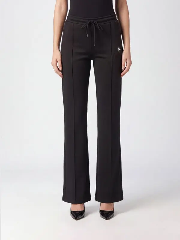 Philipp Plein Wide Leg Trousers With Drawstring Waist - Black