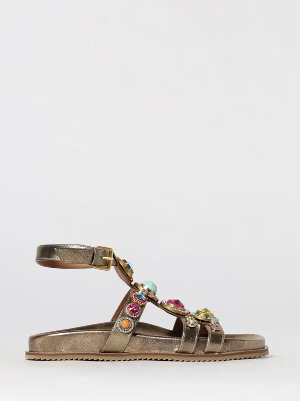 Kurt Geiger Octavia Laminated Leather Sandal With Rhinestones