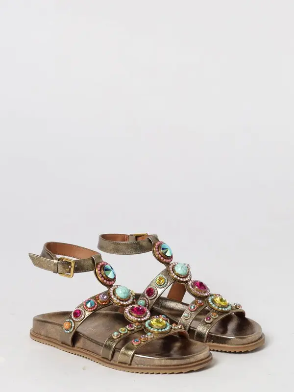 Kurt Geiger Octavia Laminated Leather Sandal With Rhinestones