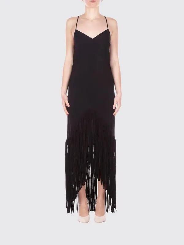 Pinko Jersey Slip Dress With Fringes